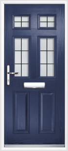 2 Panel 4 Glazed Square Lead Composite Door Blue